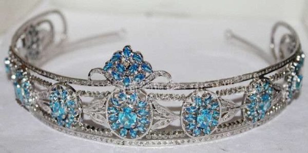 bridal tiara 44.96 CT Rose Cut Diamond & Topaz Sterling Silver